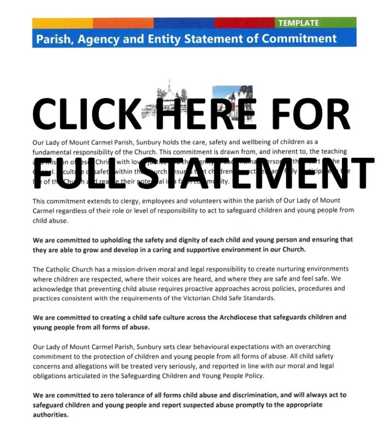 Our Lady of Mount Carmel Parish Sunbury – Scroll down for more information